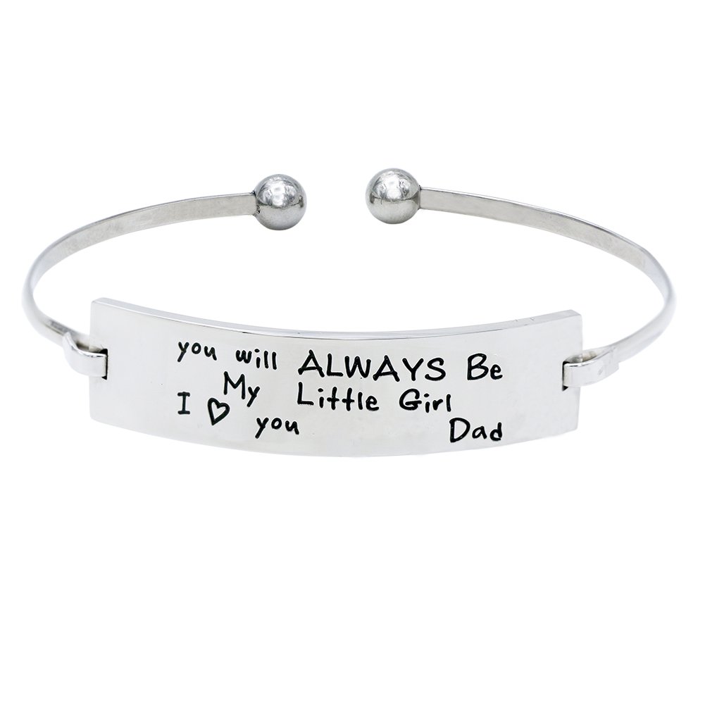 Melix Home Stainless Steel You'll Always Be My Little Girl Bangle Bracelet